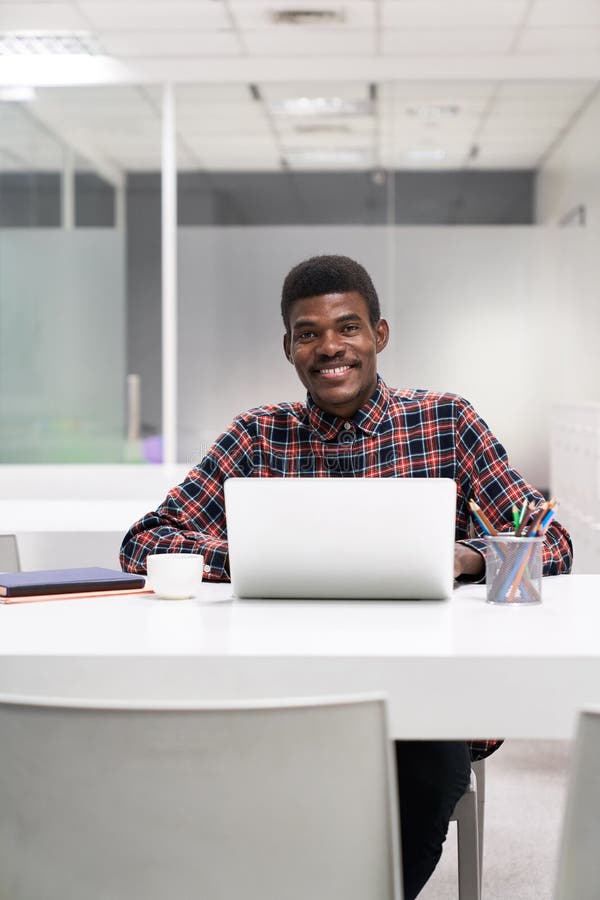 African Student with Computer Stock Photo - Image of school, exam: 21284250