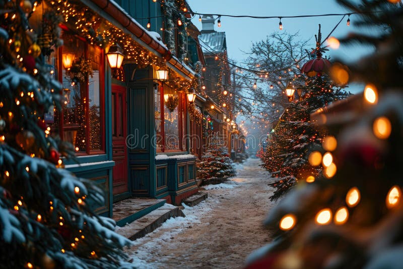 Merry and Bright: Fantasy Christmas Village. Stock Illustration ...