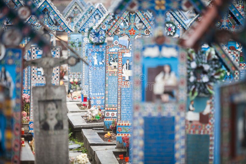 Merry Cemetery in Sapanta, Romania. Editorial Photo - Image of ...