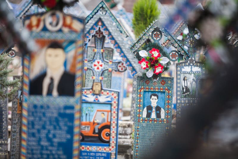 Merry Cemetery in Sapanta, Romania. Editorial Stock Image - Image of ...