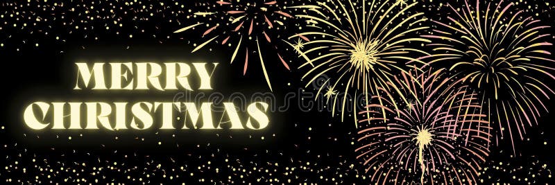 Merry Chrismas Illustration with Fireworks Stock Illustration ...