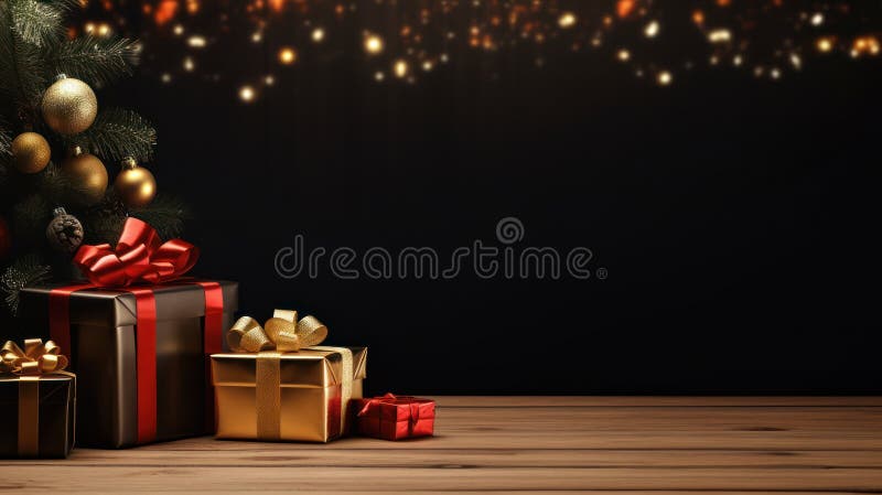 Merry Christmas Banner on a Studio Table, Room Product Display with ...