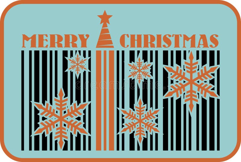 Merry Christmas Barcode Flyer Stock Vector - Illustration of silhouette ...
