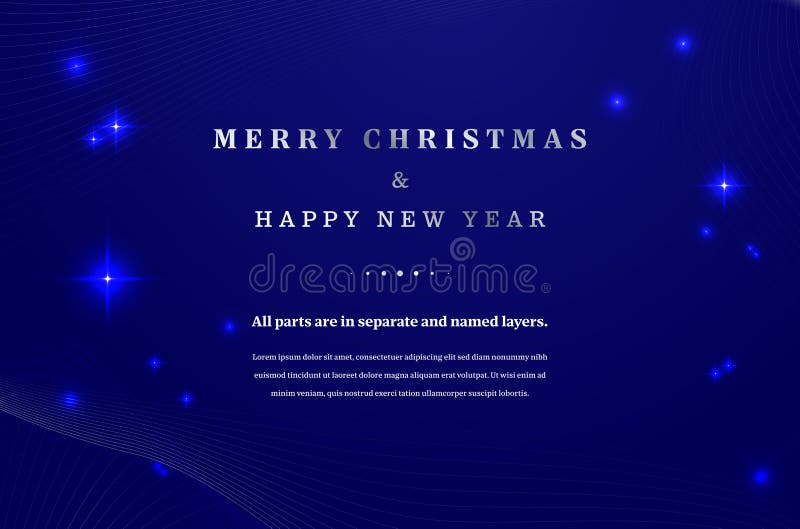 Merry Christmas Blue Background with Lines and Shines Stock Vector ...