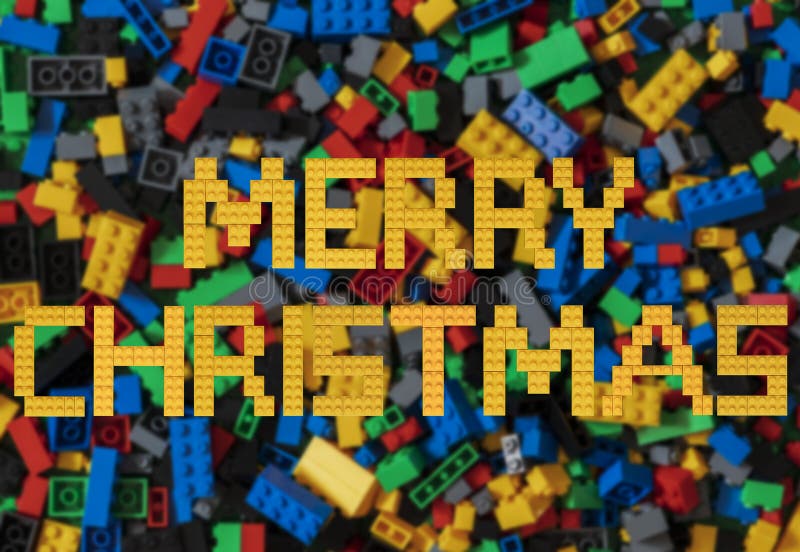 Merry Christmas Bricks Toys Background Stock Photo - Image of cube ...
