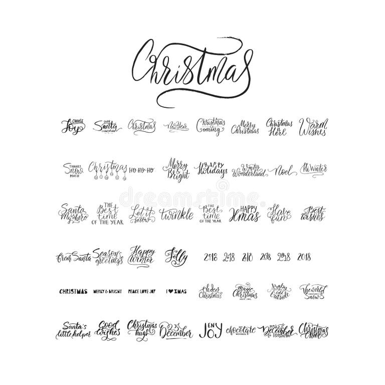 Merry Christmas Vector Brush Lettering Stock Illustrations 11 009
