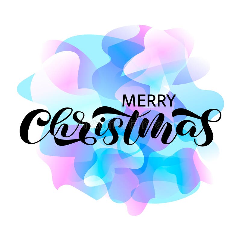 Merry Christmas Brush Lettering Vector Illustration For Poster Stock