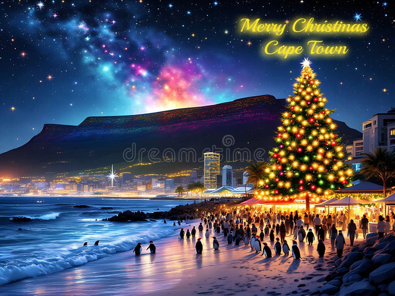 Merry Christmas in Cape Town Stock Illustration - Illustration of flat ...