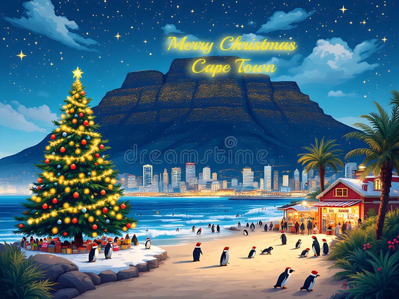 Merry Christmas in Cape Town Stock Illustration - Illustration of gift ...