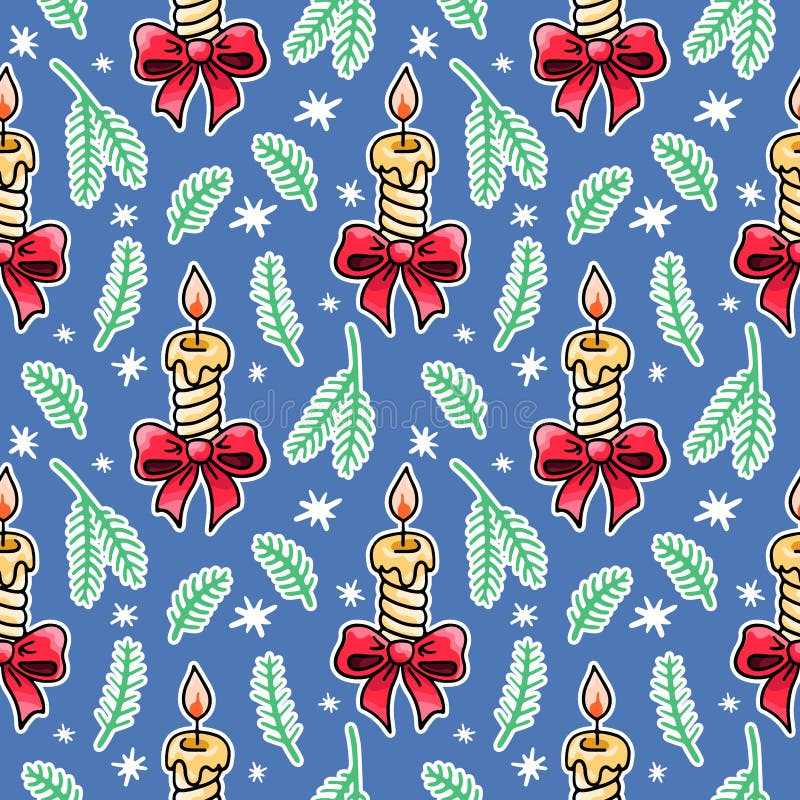 Merry Christmas, Cartoon Christmas Pattern, Vector Seamless Pattern in ...