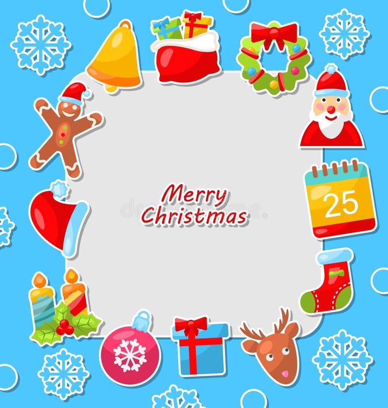 Merry Christmas Celebration Card with Traditional Stock Vector ...