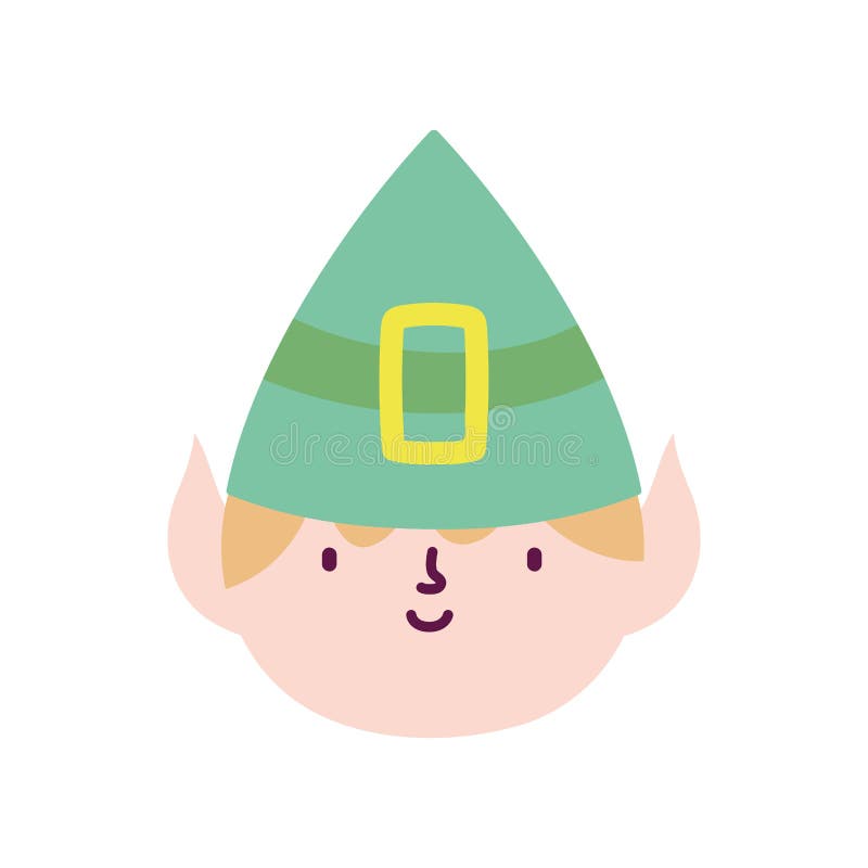 Merry Christmas Celebration Cute Helper Face with Hat Cartoon Stock ...