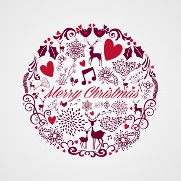 Merry Christmas Circle Shape Full of Elements Comp Stock Vector ...