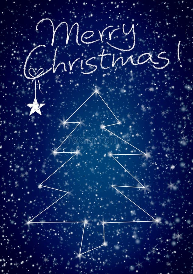 Constellation Christmas Tree in Snowy Sky Stock Illustration ...