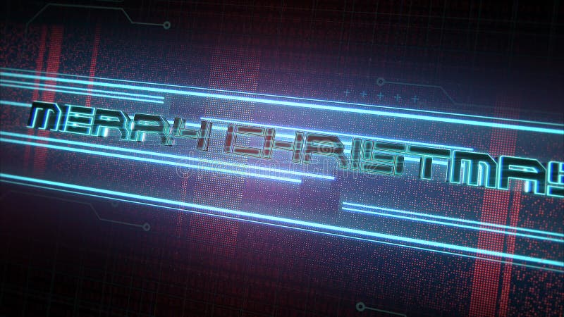 Merry Christmas with Cyberpunk Lines and Matrix Code Stock Footage ...