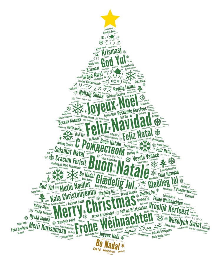 Merry Christmas in Different Languages Word Cloud Stock Illustration ...
