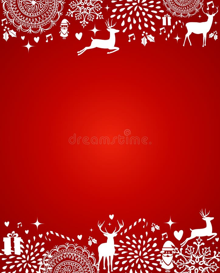 Merry Christmas Elements Red Postcard Template Vector File. Stock ...
