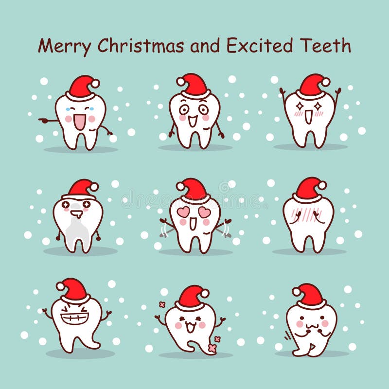 Merry Christmas and Excited Teeth Stock Vector - Illustration of ...