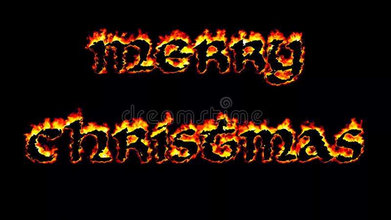 Merry Christmas Fire Text Animation with Night Background Stock Footage ...