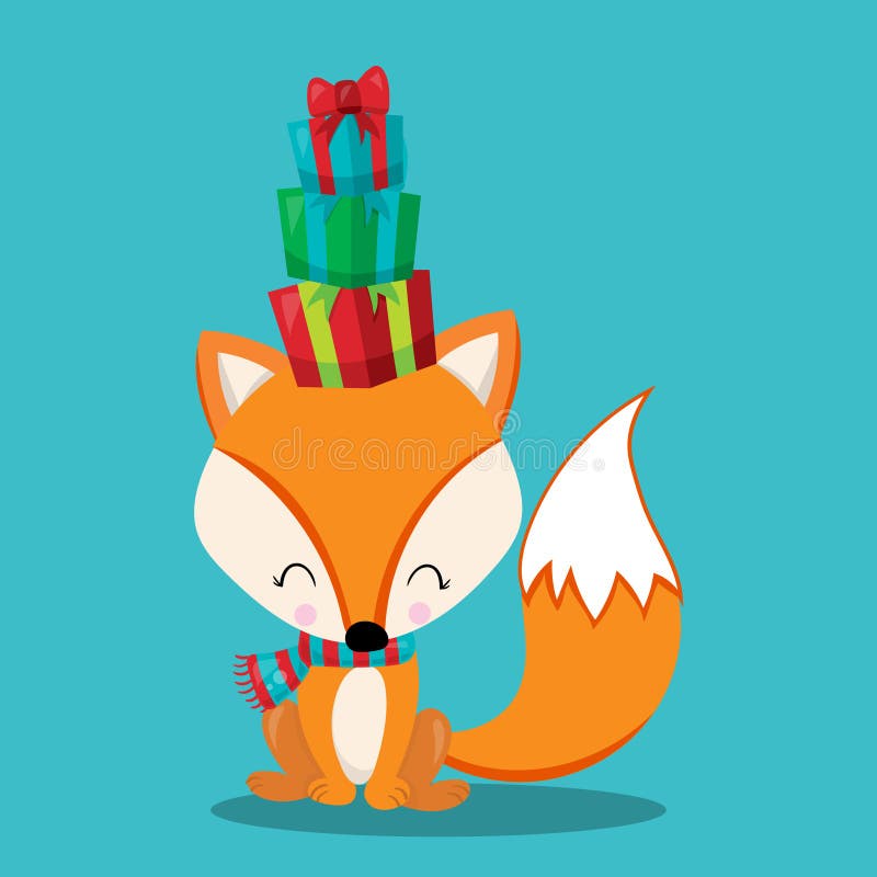 Merry christmas fox 05 stock vector. Illustration of vector - 198989512