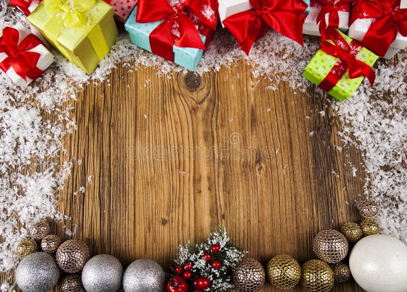 Merry Christmas Frame, Gift Box with Red Ribbon Stock Image - Image of ...