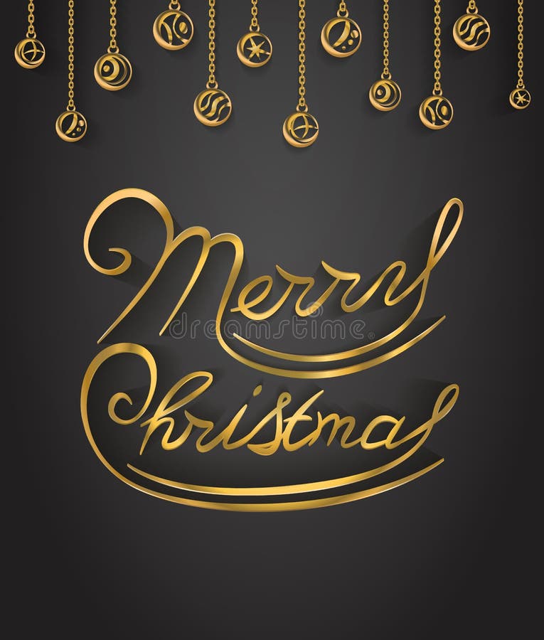 Merry Christmas Gold Glitter Lettering Stock Vector - Illustration of ...