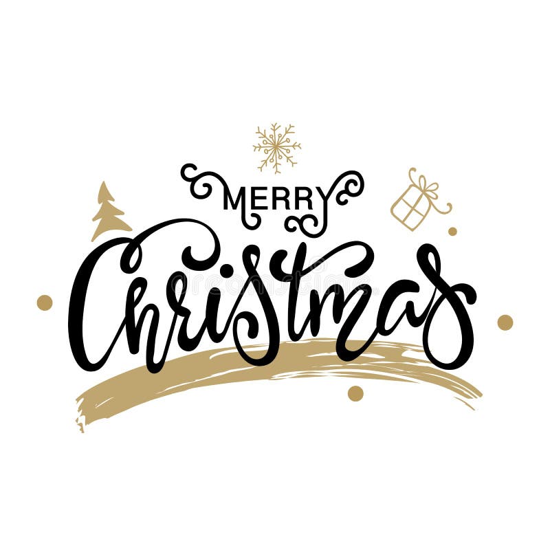 Merry Christmas Gold Glittering Lettering Design. Vector. Stock Vector ...