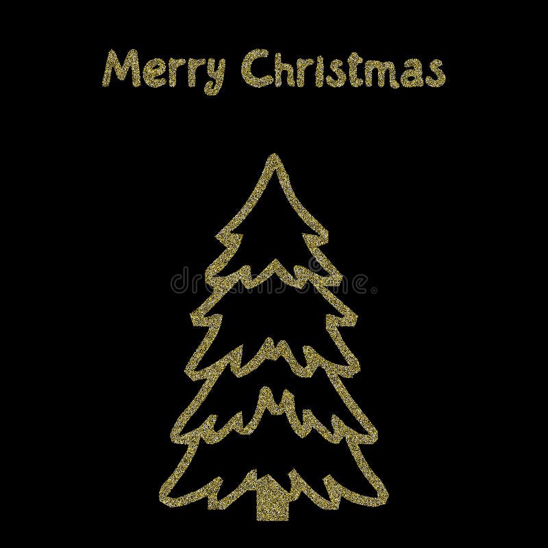 Merry Christmas. Golden Christmas Tree. Vector Graphic. Eps 10 Stock ...
