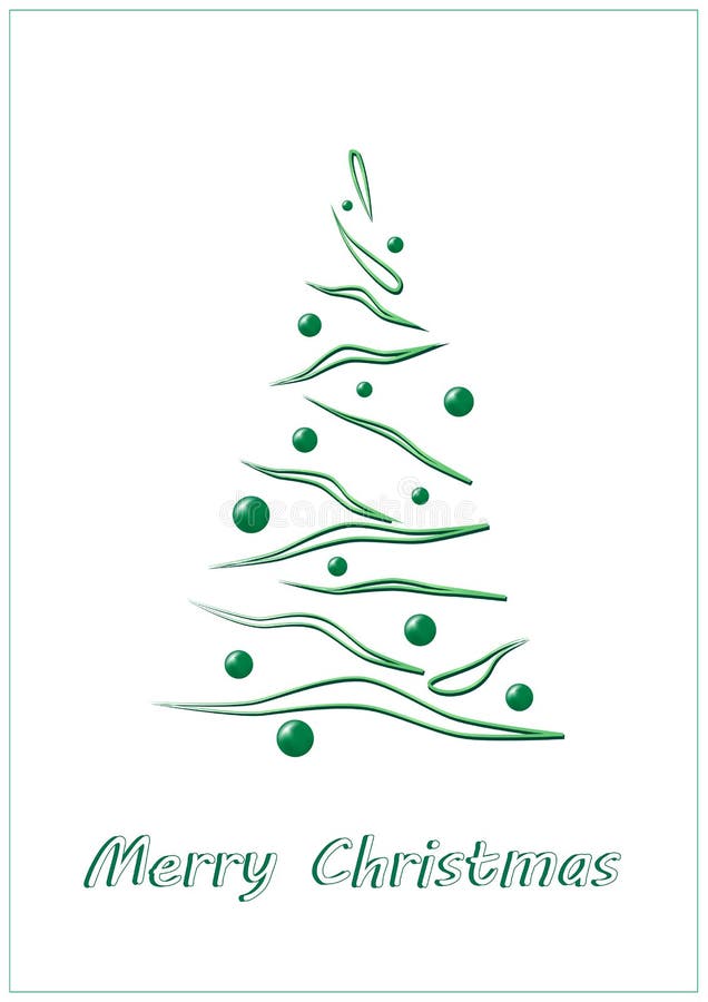 Merry Christmas, Green Elegant Christmas Tree on a White Background ...