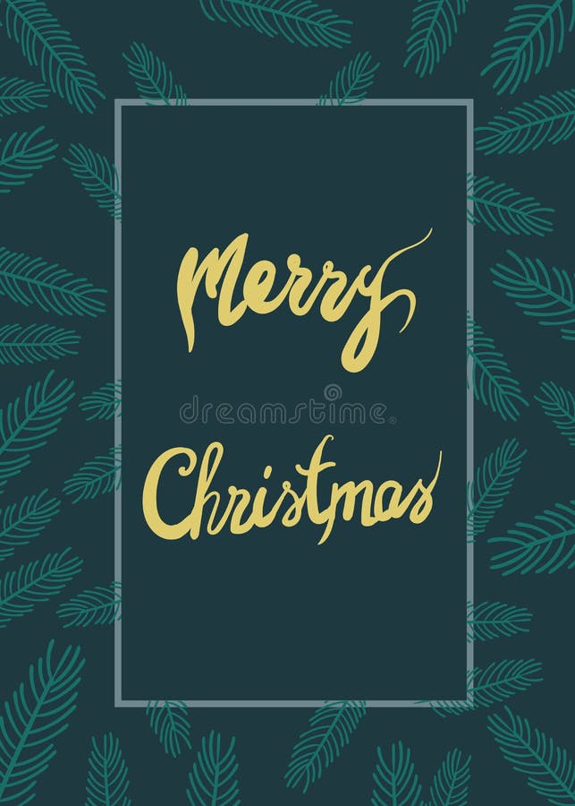 Merry Christmas Green Greeting Card with Twigs and Place for Text Stock ...