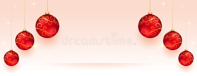 Merry Christmas Greeting Banner with 3d Bauble and Text Space Stock ...