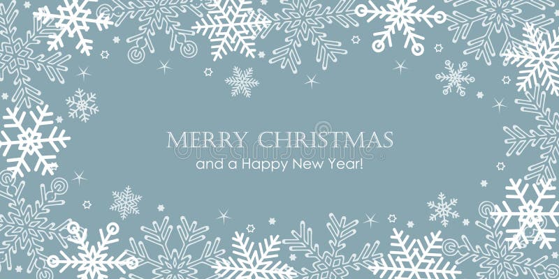 Merry Christmas Greeting Card White Snowflake Border Stock Photo ...