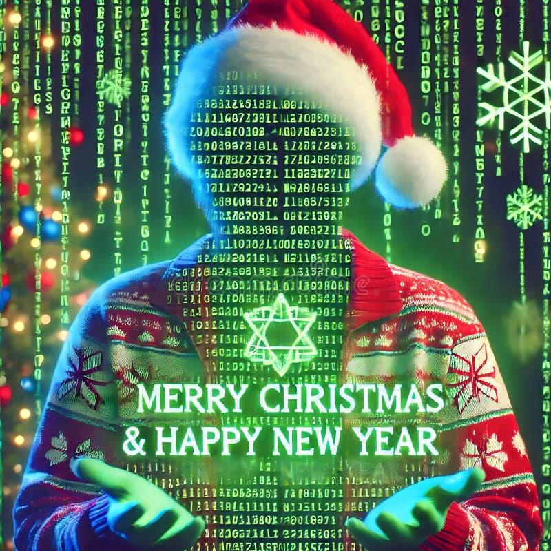 Merry Christmas Greeting Design with Green Code Stock Illustration ...