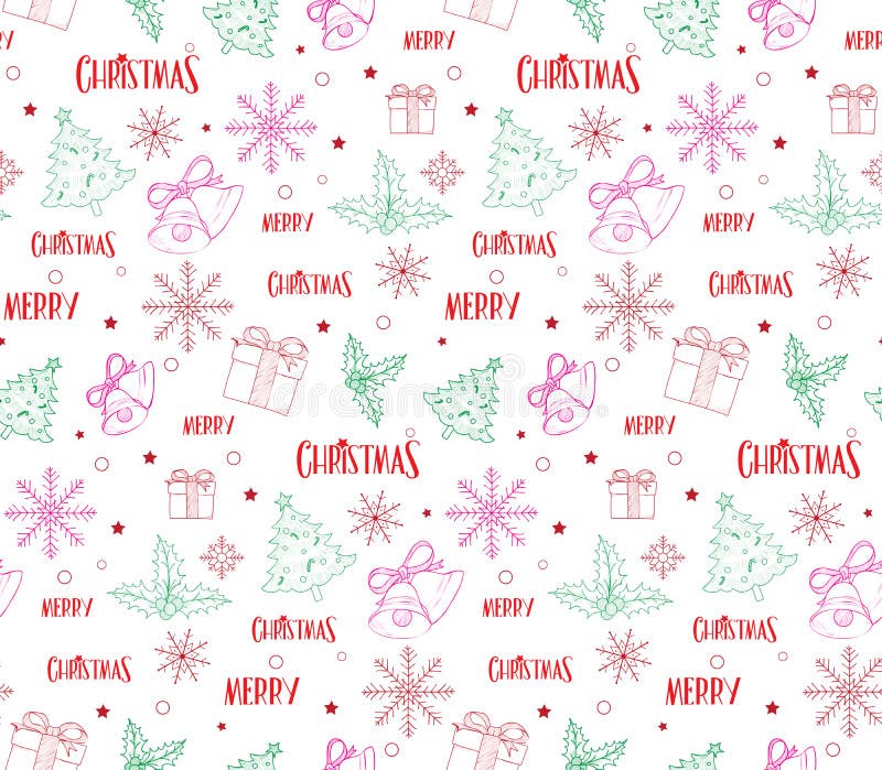 Merry Christmas Greetings Card in Decor Patterns Stock Vector ...