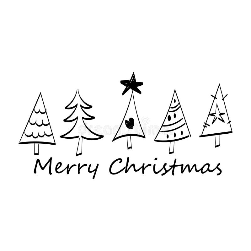 Merry Christmas Hand Drawn Lettering Banner Stock Illustration