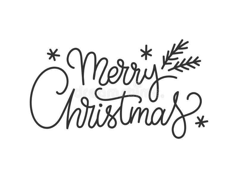 Merry Christmas Hand Drawn Lettering Text Banner Stock Vector