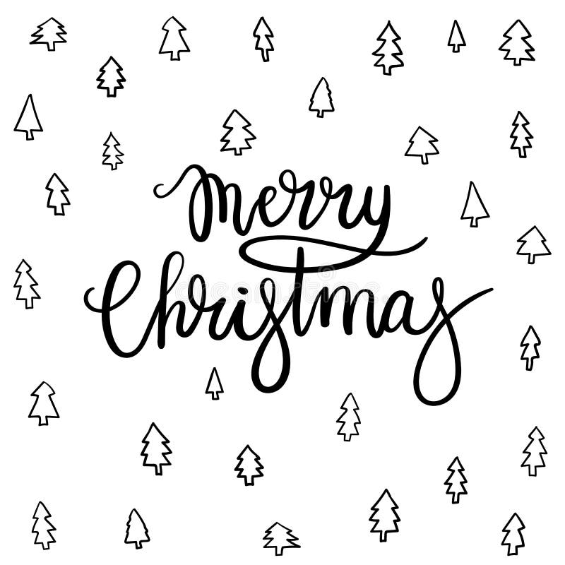 Merry Christmas Hand Lettering Greeting Card Stock Vector