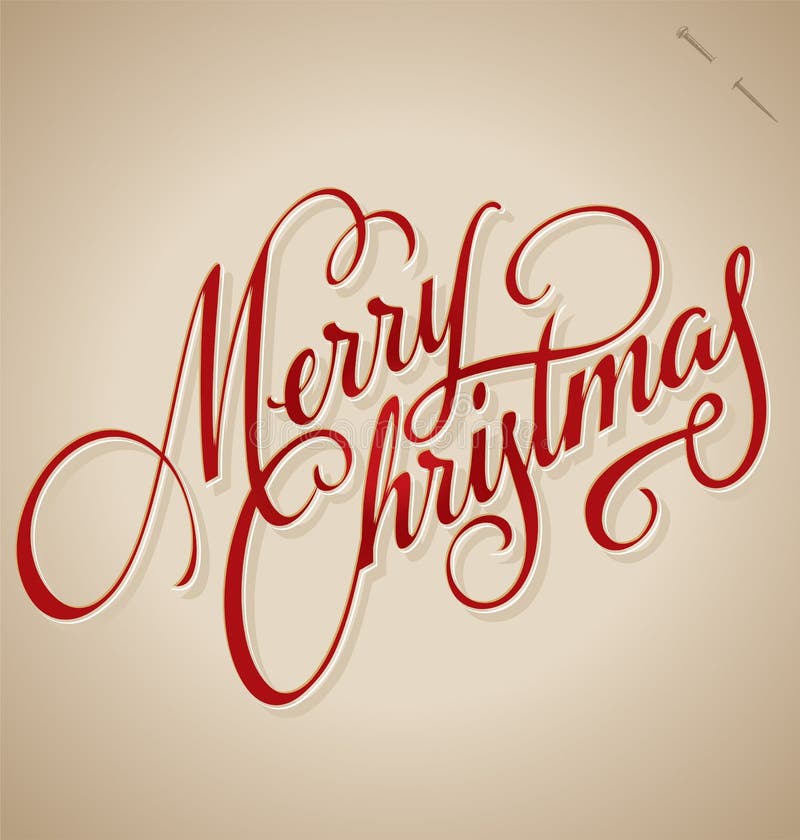 Merry Christmas Hand Lettering Vector Stock Vector Illustration Of