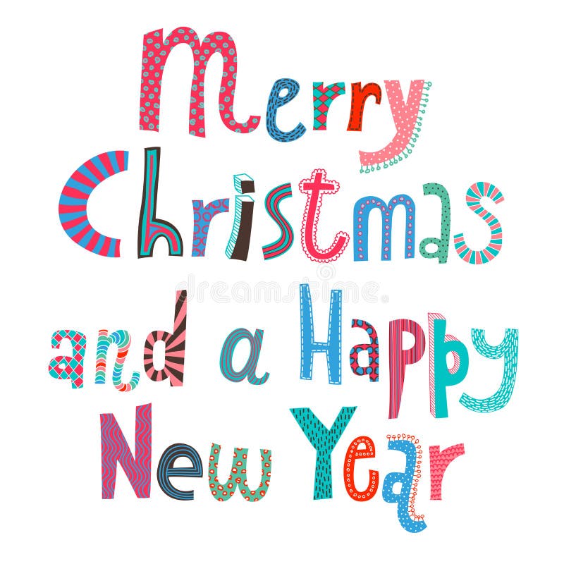 Merry Christmas Happy New Year Lettering Stock Illustrations – 71,347 ...
