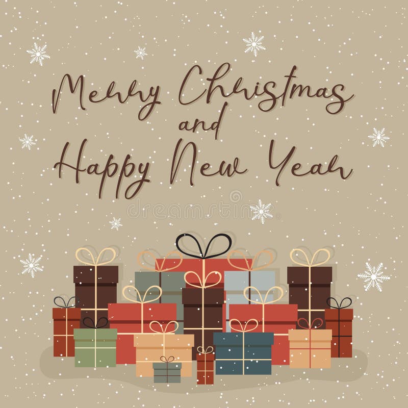Merry Christmas and Happy New Year Postcard Design Stock Vector ...