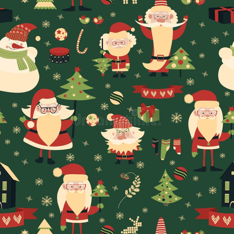Merry Christmas And Happy New Year Seamless Pattern Stock Vector