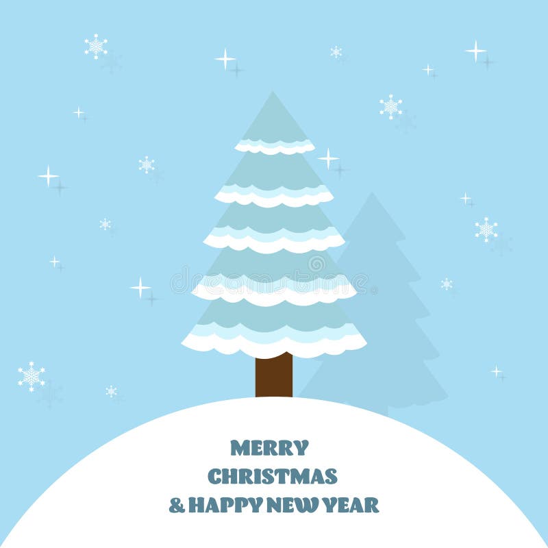 Merry Christmas and Happy New Year with Christmas Tree. Vector ...