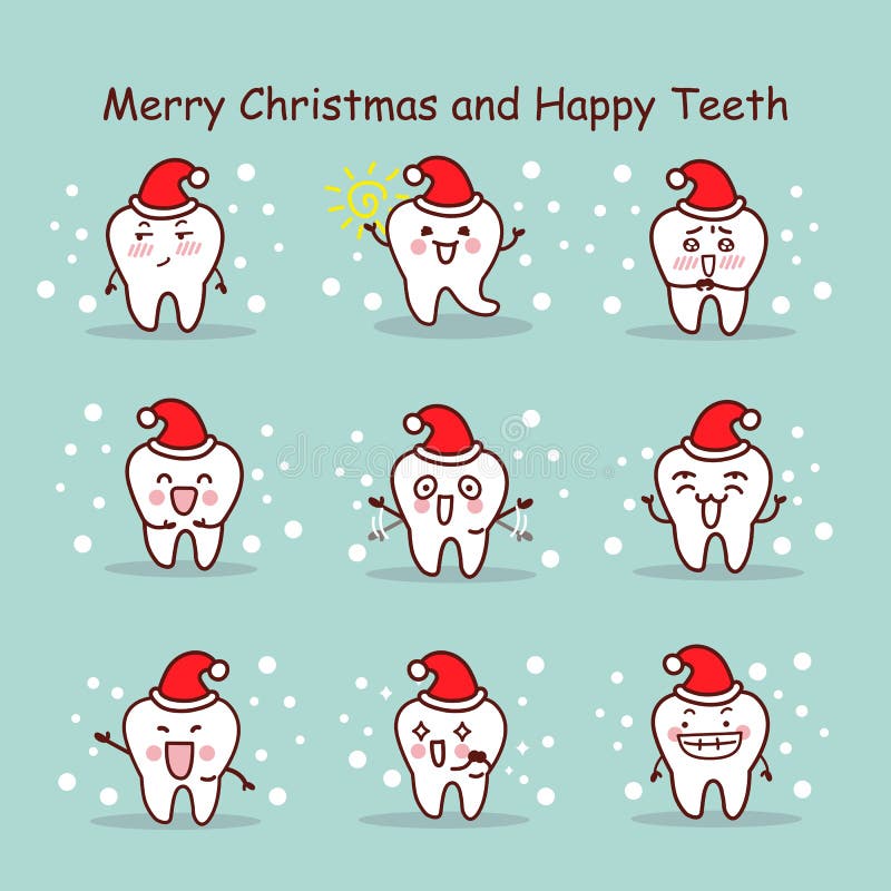 Happy Teeth Funny Card. Cute Tooth Characters. Stock Vector ...
