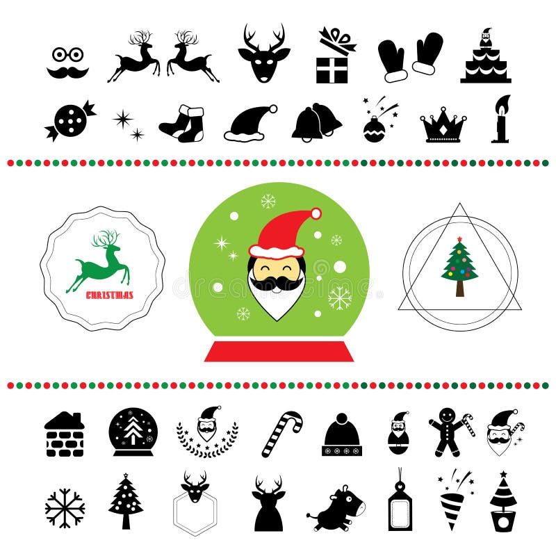 Merry Christmas icons set stock vector. Illustration of candy - 83485420