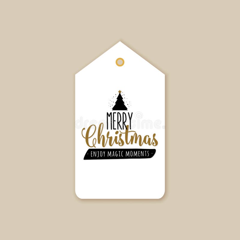 Merry Christmas label stock vector. Illustration of lettering - 82780191