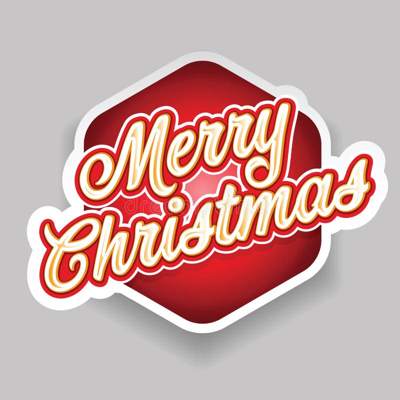 Merry Christmas Label Red Lettering Stock Vector - Illustration of ...