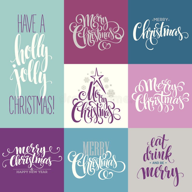 Merry Christmas Handwriting Script Lettering. Vector Illustration Stock ...