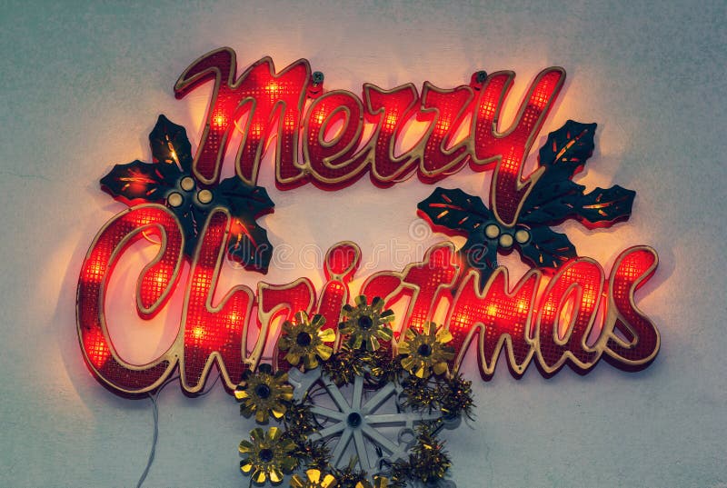 Merry Christmas Lights Sign Stock Photo - Image of garland, christmas ...