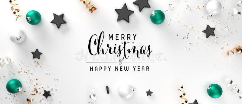 Merry Christmas Message with Baubles and Stars Stock Illustration ...