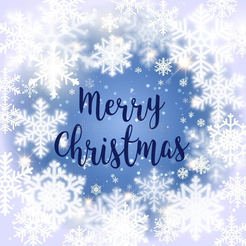 Merry Christmas Message and Light Background with Snowflakes. Vector ...